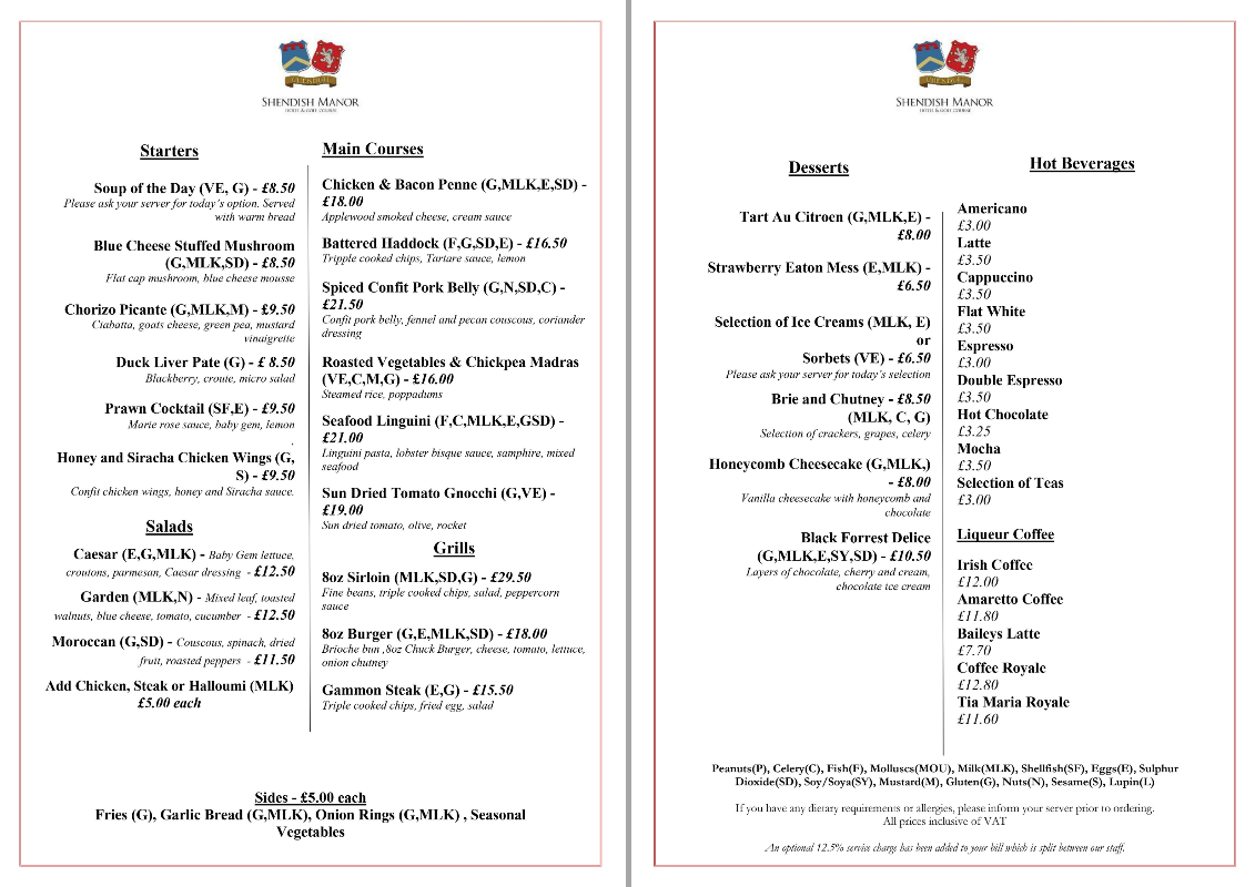 Orangery Restaurant at Shendish Manor Hotel & Golf Course ...